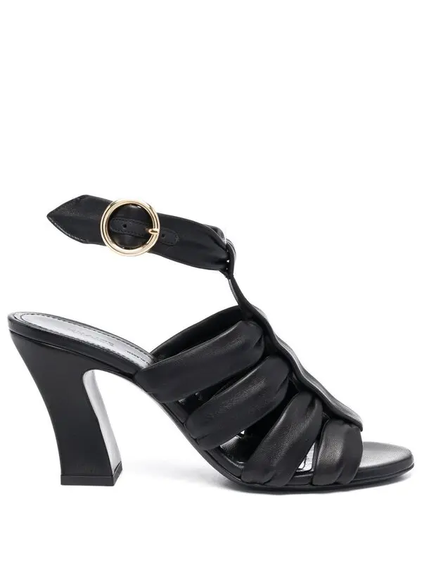 Khaite The Perth 85 Leather Sandals - Black | Editorialist