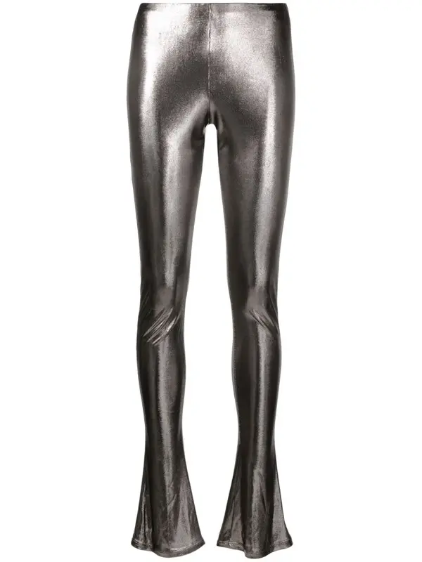 Blumarine Laminated Flared Trousers - Grey