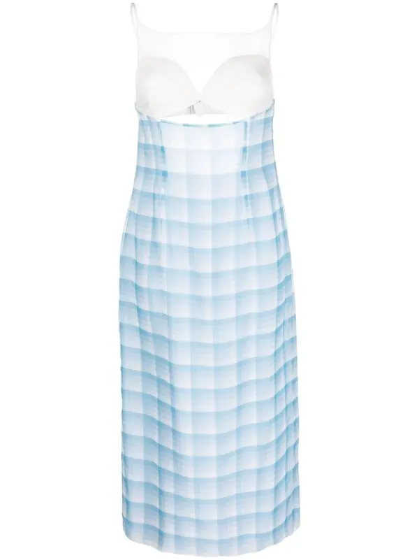 JUNEYEN Checked Cut-out Midi Dress