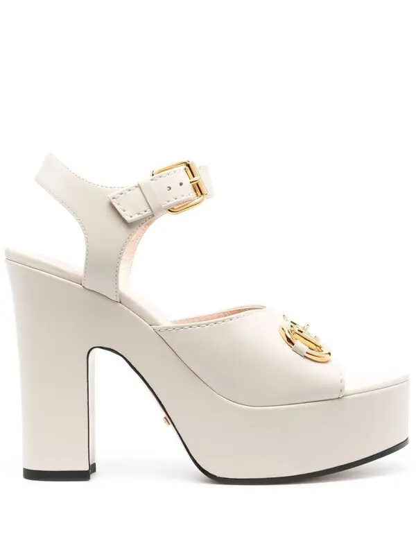 Gucci 85 Horsebit Leather Platform Sandals - White | Editorialist