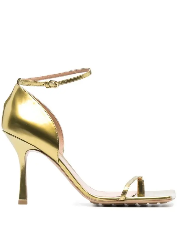 Bottega Veneta Stretch 90 Leather Sandals - Gold