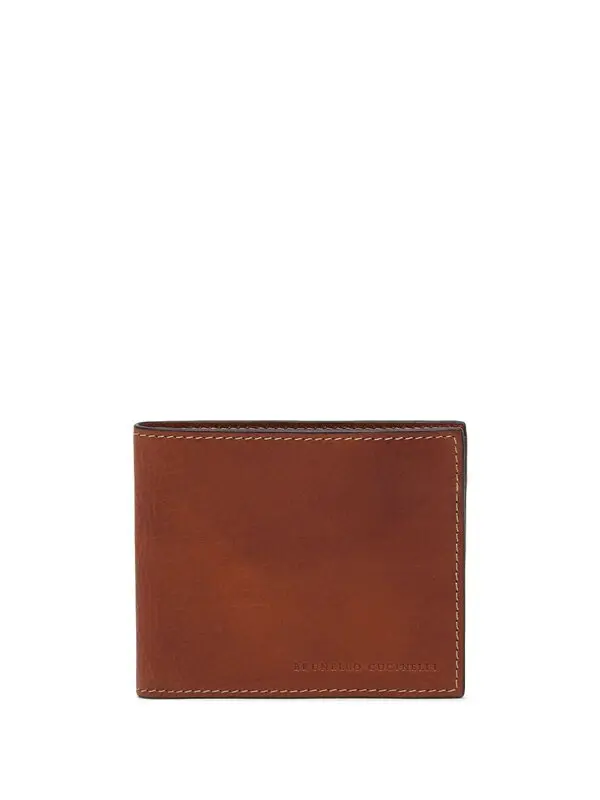 Brunello Cucinelli Logo Leather Bifold Wallet - Brown