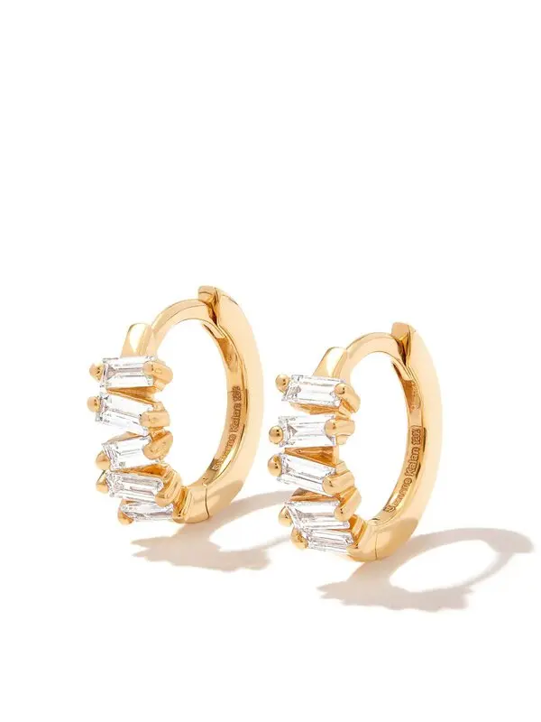 SUZANNE KALAN 18k Yellow Diamond Huggie Earrings