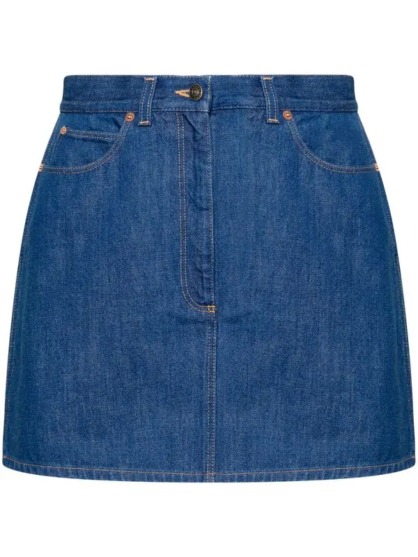 Gucci Belted Denim Mini Skirt - Blue | Editorialist