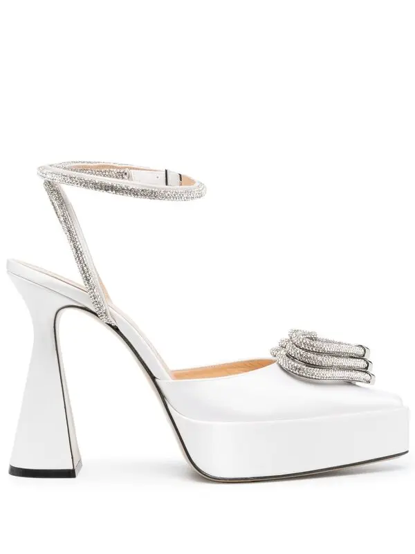 Mach & Mach Triple Heart 140 Platform Pumps - White | Editorialist
