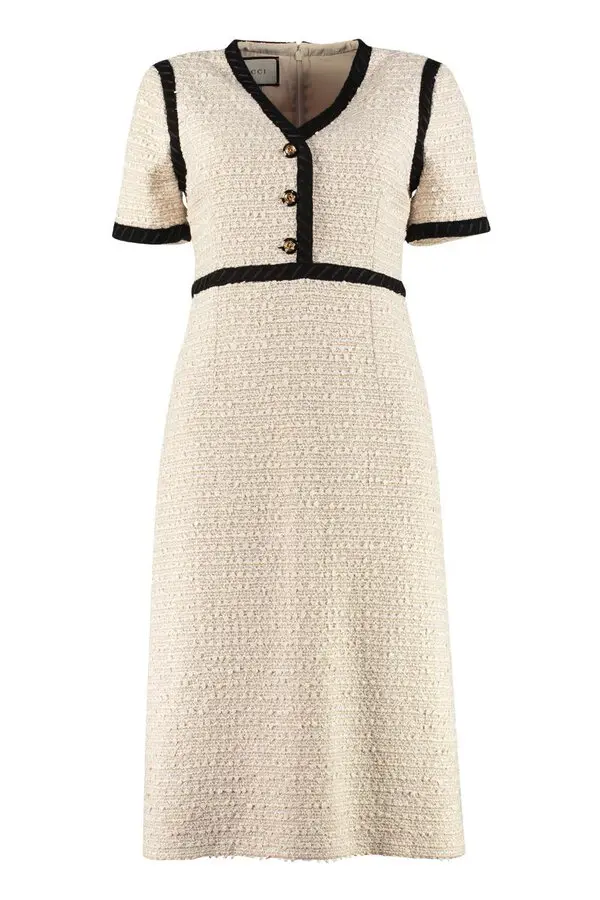Contrast Trim Tweed Tank Dress main image 0