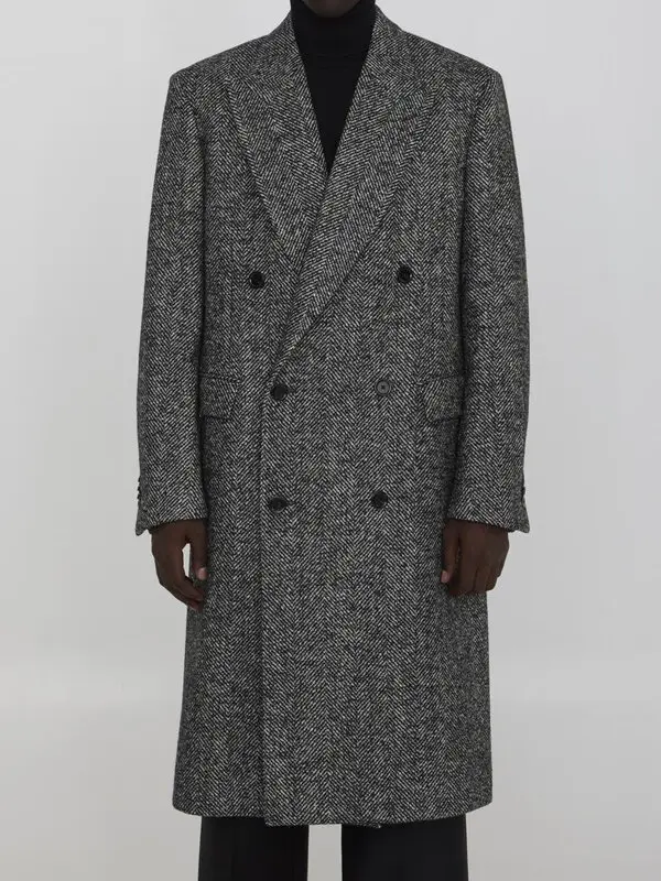 LARDINI Herringbone Wool-alpaca Coat