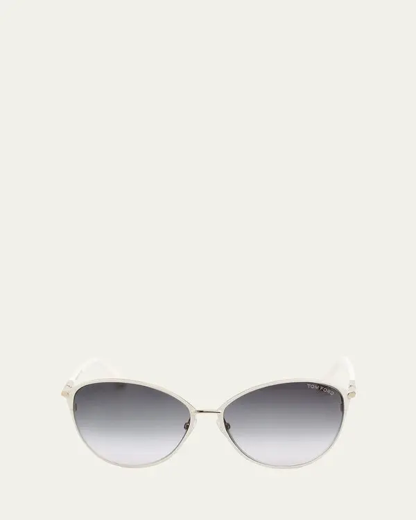 TOM FORD Penelope Gradient Acetate & Metal Round Sunglasses - White