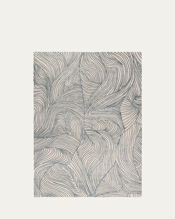 THE RUG COMPANY X ADAM HUNTER Waves Blue Hand-knotted Rug, 9' X 12