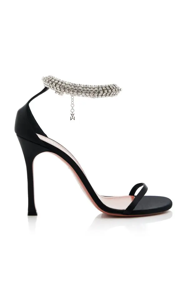 Amina Muaddi Iman Crystal-embellished Satin Sandals
