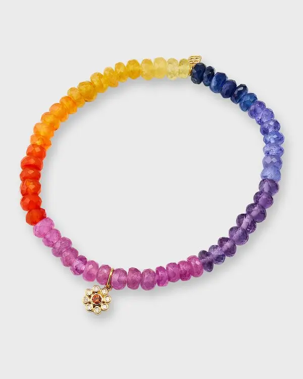 SYDNEY EVAN 14k Yellow Gold Beaded Bracelet With Sapphire And Diamonds