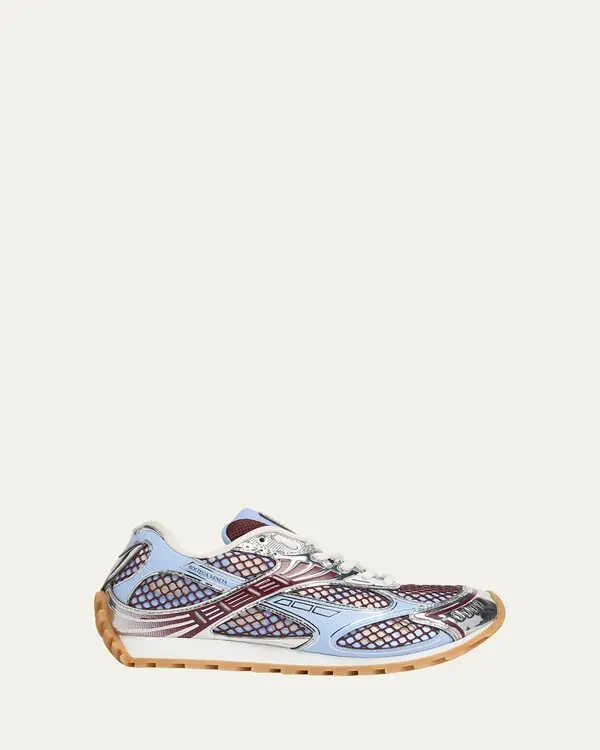 Bottega Veneta Orbit Metallic Net Runner Sneakers - Blue