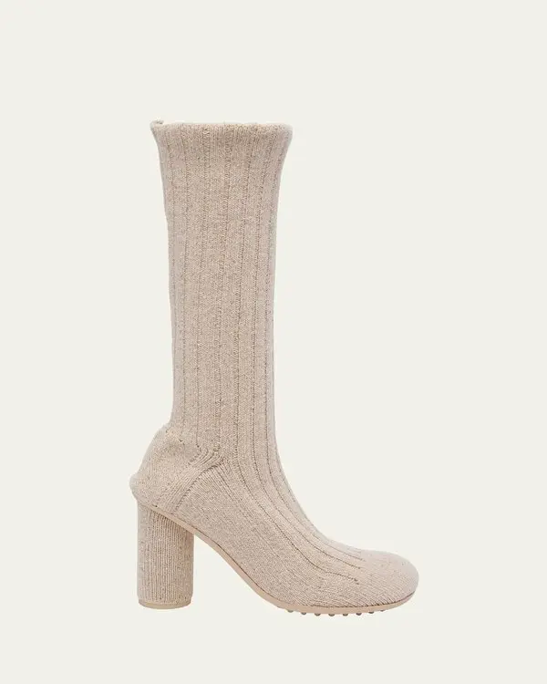 Bottega Veneta Atomic Wool Tall Sock Boots - Dune Melange
