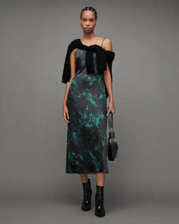 slim fit dress slacks Lauraline Maxi Dress Green / Floral main image 0