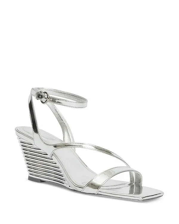 Simkhai Rola Ankle Strap Wedge Sandals Silver Editorialist
