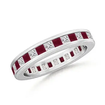 Buy ANGARA Channel Set Square Ruby Diamond Eternity Wedding Ring ...