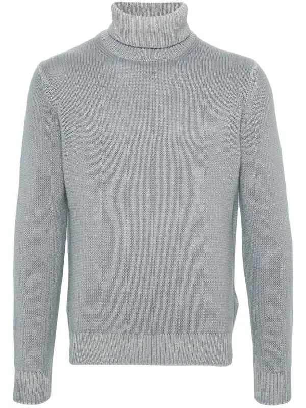 DELL'OGLIO Roll-neck Knit Jumper - Grey