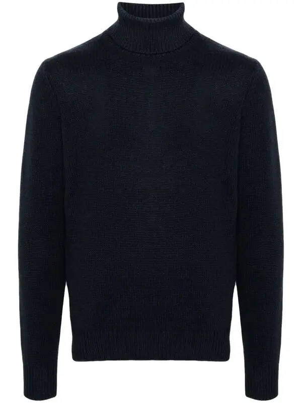 DELL'OGLIO Roll-neck Knit Jumper - Blue