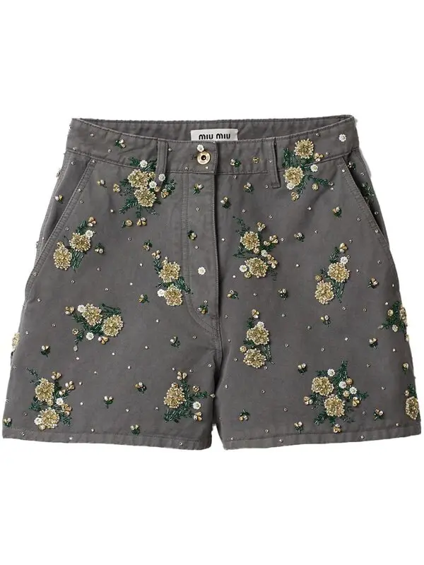 Miu Miu Floral-embellished Bermuda Shorts