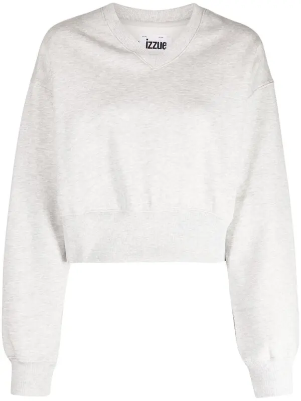 Izzue Rhinestone-embellished V-neck Sweatshirt - Grey