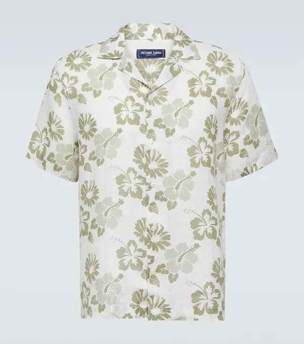 Frescobol Carioca Petala Roberto Floral Linen Shirt - Green