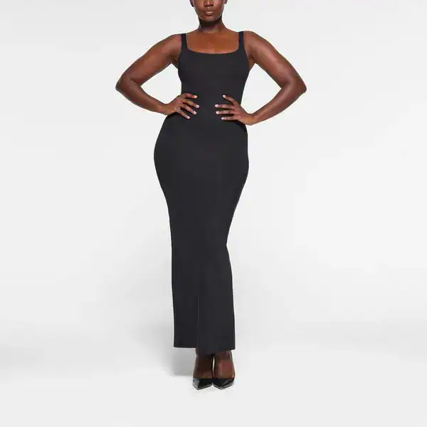 Skims Body Tank Long Slip Dress - Onyx | Editorialist