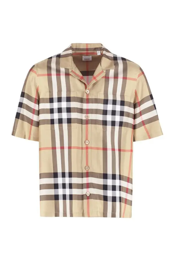 Burberry Short Sleeve Silk Shirt - Beige