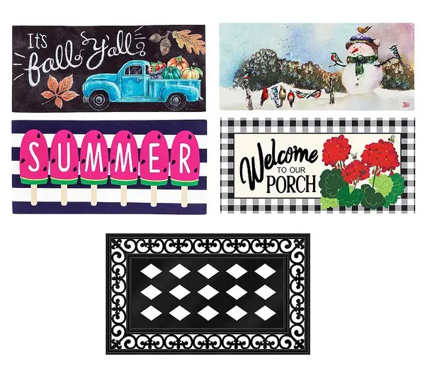 EVERGREEN Holidays & Seasons Set Of 4 Sassafras Mats & 1 Tray