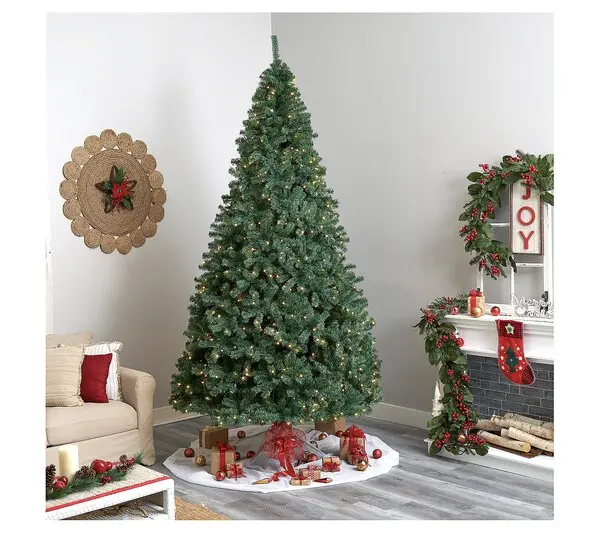 NEARLY NATURAL 10' Northern Tip Faux Christmas Ee W/ Lights