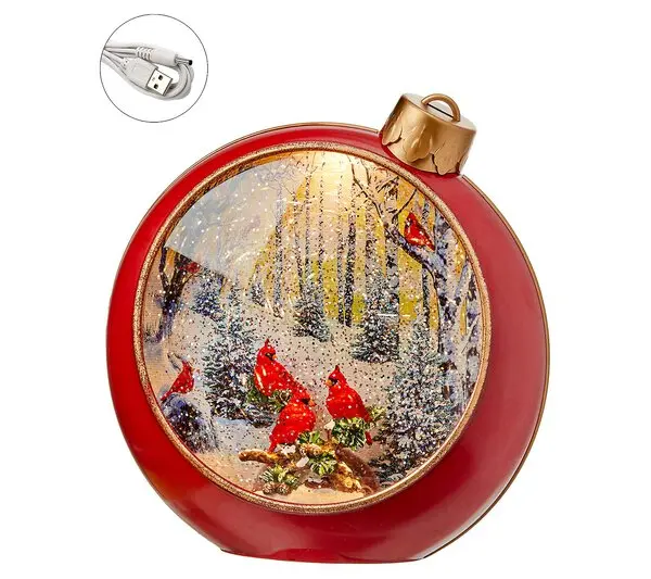 VALERIE PARR HILL 8.5' Led Cardinal Ornament Water Globe Valer E
