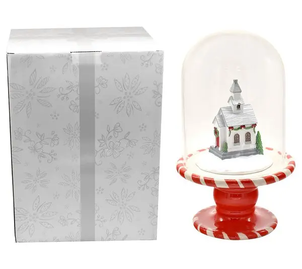 TEMP-TATIONS 13in Cake Plate Cloche With Remova Ble Scene