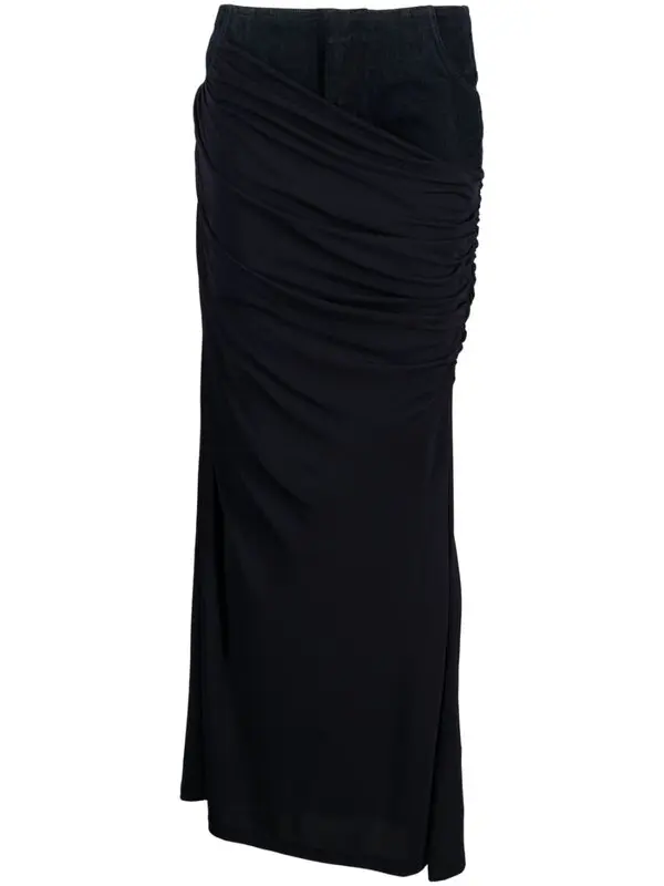 Christopher Esber Wrapped Denim-trim Maxi Skirt