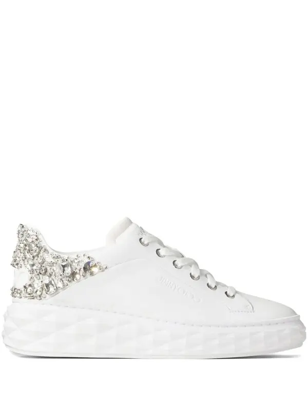 JIMMY CHOO Diamond Maxi Crystal-embellished Sneakers - White