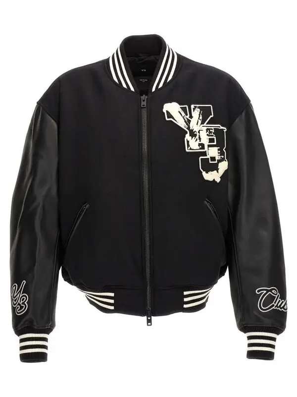 Buy Y3 Logo Patch Bomber Jacket - Whiteblack At 33% Off | Editorialist