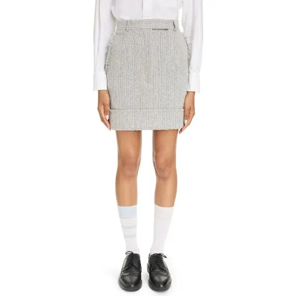 Thom Browne High-waist Tweed Skirt - Medium Grey