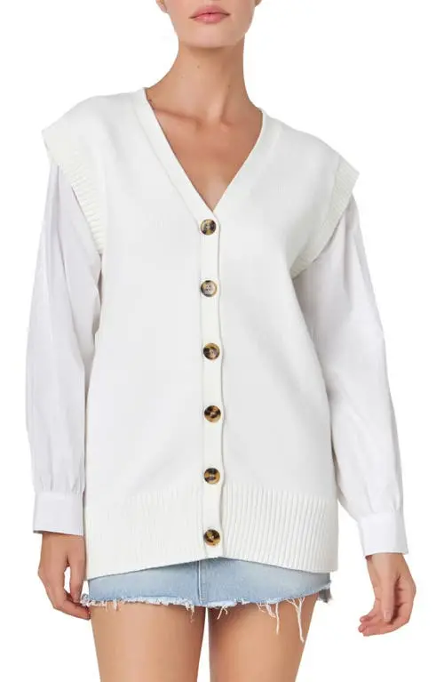 English Factory Mixed Media Cardigan