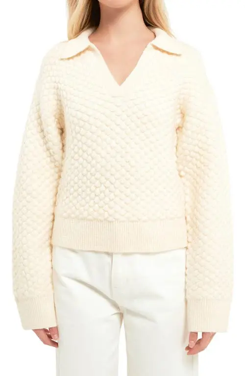 English Factory Textured V-neck Sweater