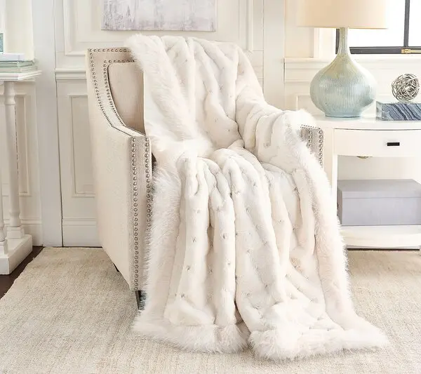 Dennis Basso Sculpted Quilt Faux Fur Throw W/fox Border - One-color ...