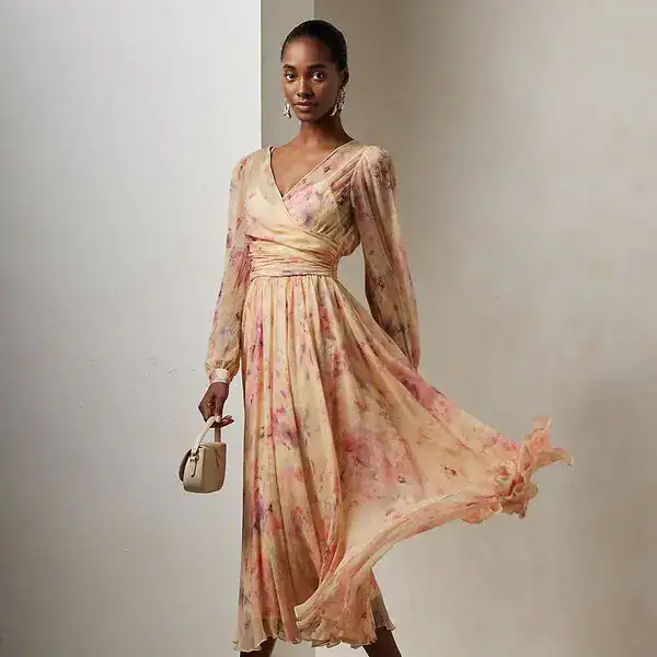 sachin and babi light blue dress Colorblock Polka Dot Chiffon Ruffle Maxi Dress Ador Rainbow 2026 $25.5 XS S  M L XL 2XL 3XL 4XL main image 0