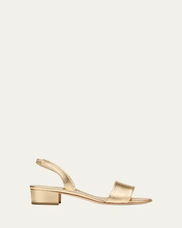 Manolo Blahnik Patopia Slingback Sandals - Gold