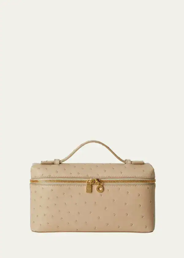 Loro Piana Extra Pocket L19 Ostrich Leather Pouch - Light Travertines ...