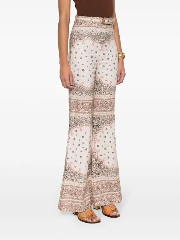 Zimmermann Bandana-print Linen Trousers - White