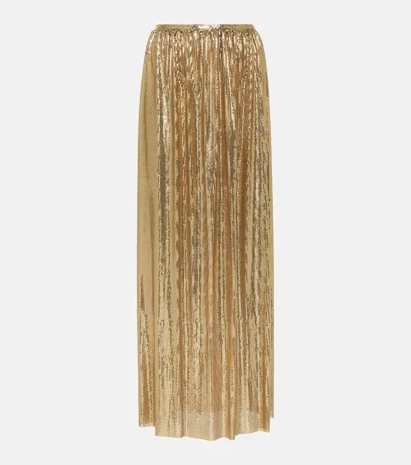 Rabanne High-rise Metallic Mesh Maxi Skirt - Gold