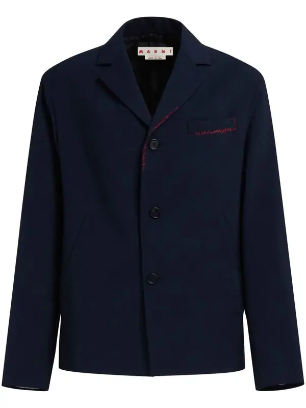 Marni Contrast-stitch Wool Blazer