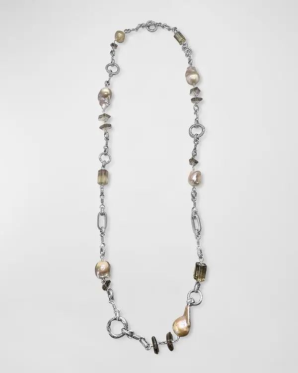 Stephen Dweck Smoky Quartz And Pearl Necklace - Brown