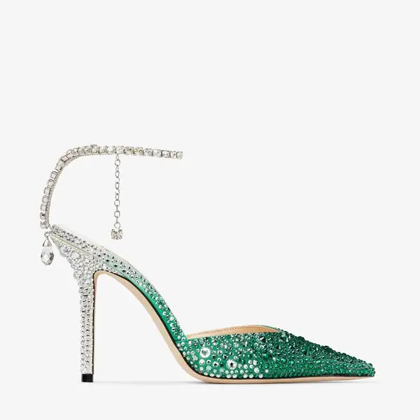 JIMMY CHOO Saeda 100 Embellished Satin Pumps