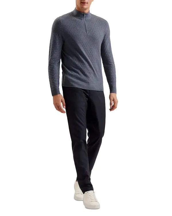 Ted Baker London Quarter Zip Pullover Sweater - Mid Blue