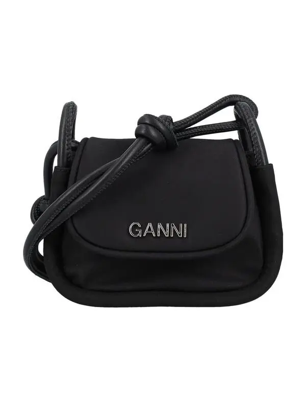 Ganni Knot Mini Flap Over Bag In Black - 33% Off | Editorialist