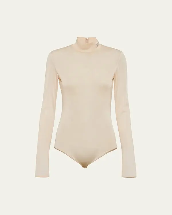 Prada Mock-neck Jersey Bodysuit - Deserto