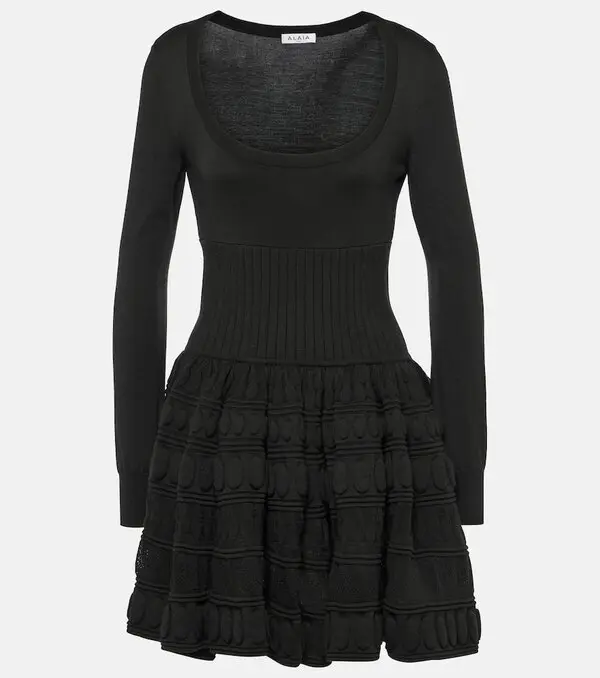 Alaïa Crinoline Wool-blend Minidress - Black
